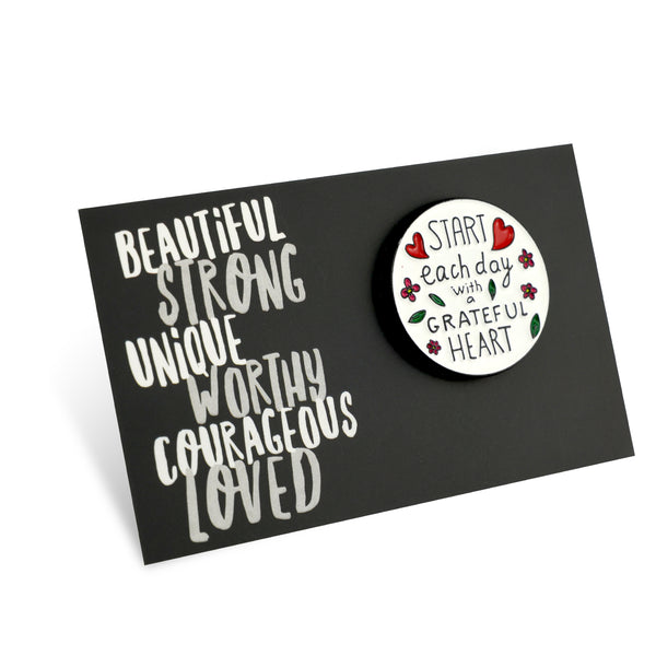 Lovely Pins! Beautiful Strong Unique - 'Grateful Heart' Enamel Badge P ...