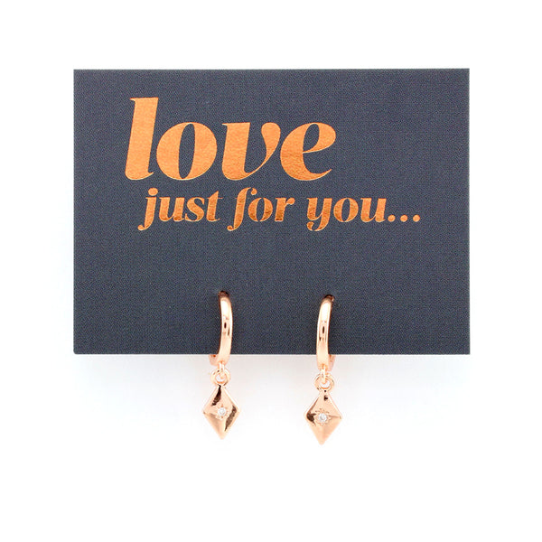 HUGGIES - Love Just For You- 18K Rose Gold Sterling Silver Hoops with ...