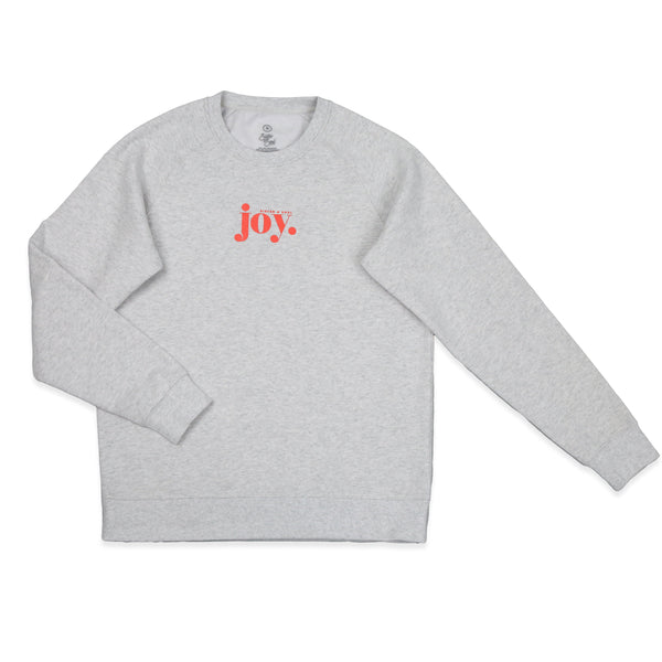 Joy Crew Neck Jumper - Light Grey Marle - Sunshine Orange Print ...